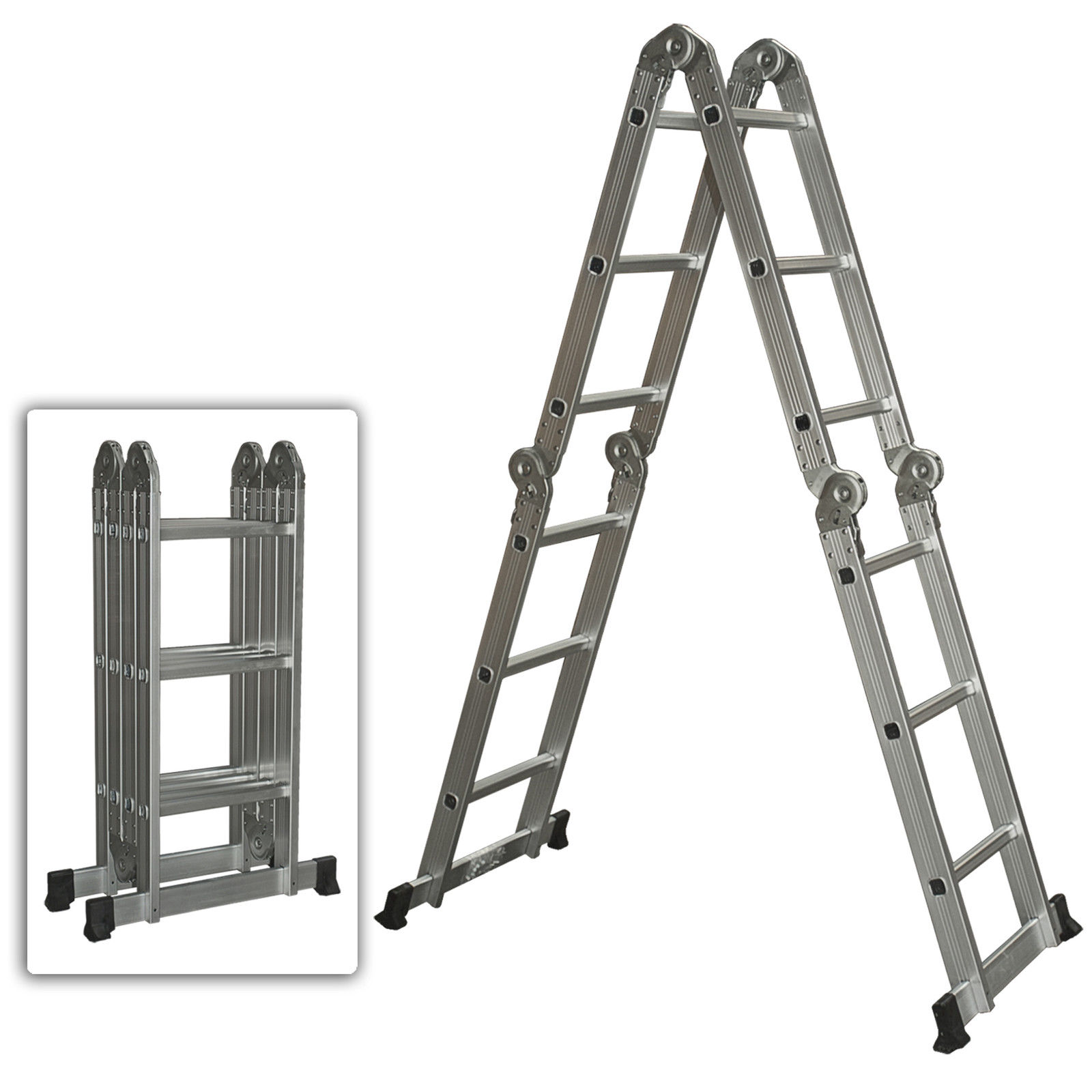 LADDER 12 FOOT Multi Purpose Position Aluminum Folding Build Master Tools LADDER 12 FOOT Multi Purpose Position Aluminum Folding Build Master Tools