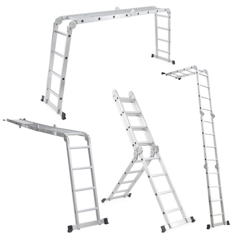 15.5 Ft Multi Purpose Aluminum Folding Step Platform Scaffold Ladder ...